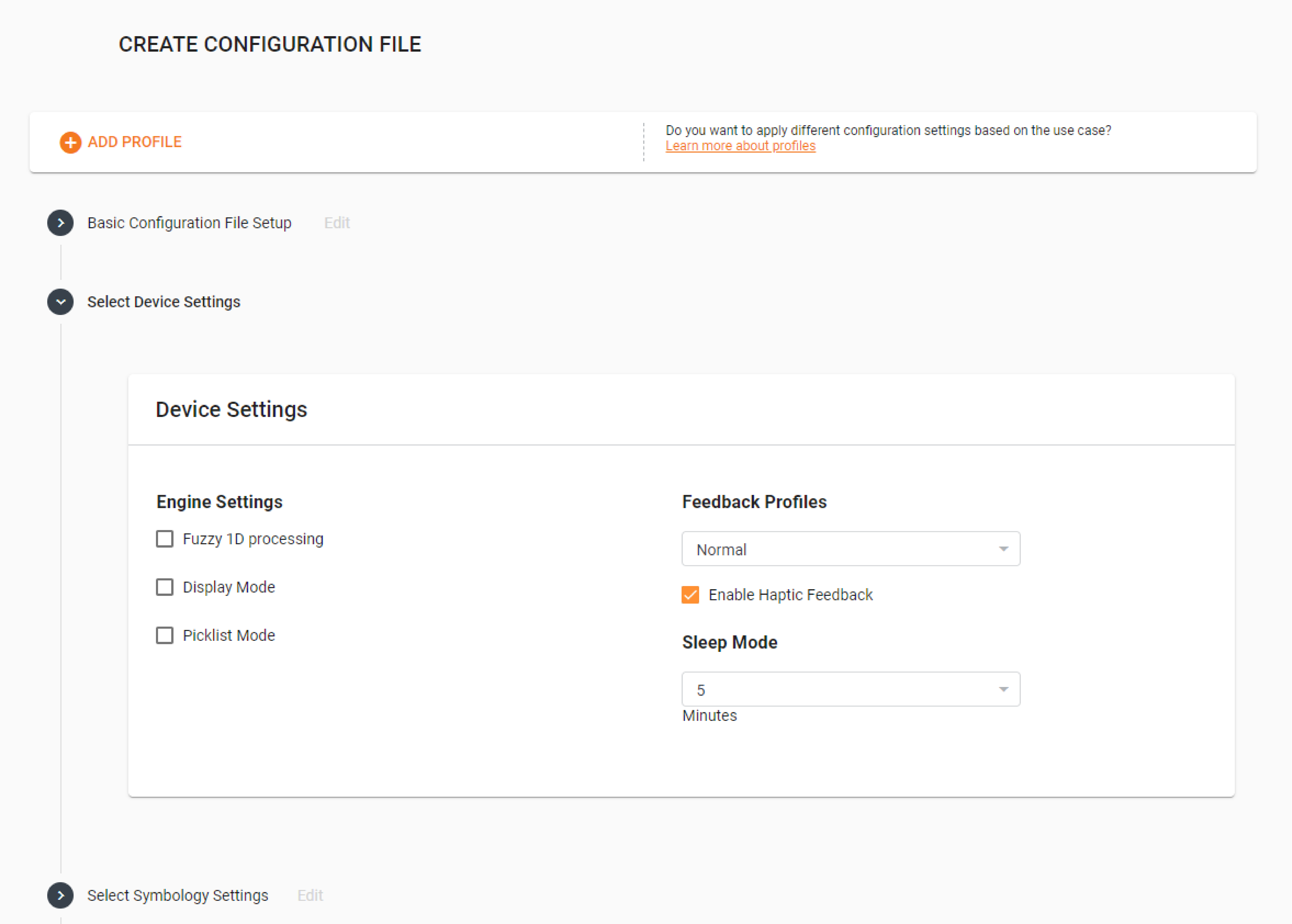 Configurations and Profiles - Insight Mobile (Android)